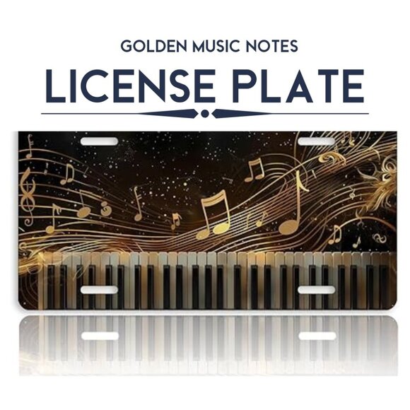 Accents | Golden Music Notes Piano License Plate Cover Music Notes Car ...